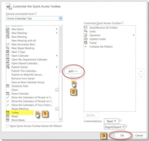 Customizing your Outlook Quick Access Toolbar